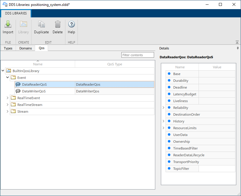 Manage DDS aspects of an application - MATLAB