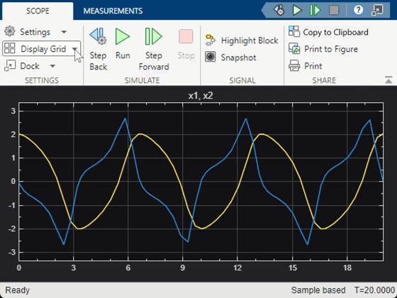 Time Scope - Display and analyze signals generated during simulation and log signal data to ...