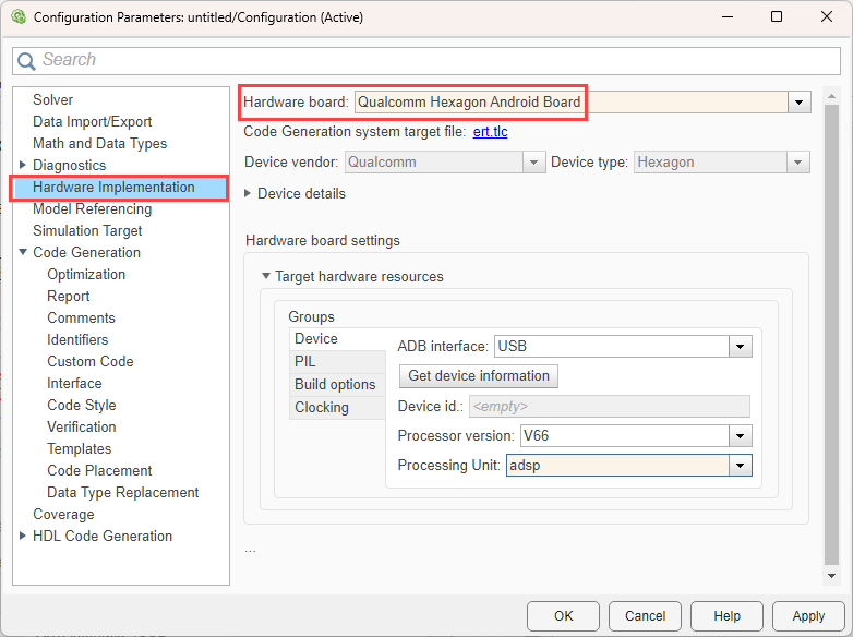 Qualcomm Hexagon Android Board Configurations - MATLAB & Simulink