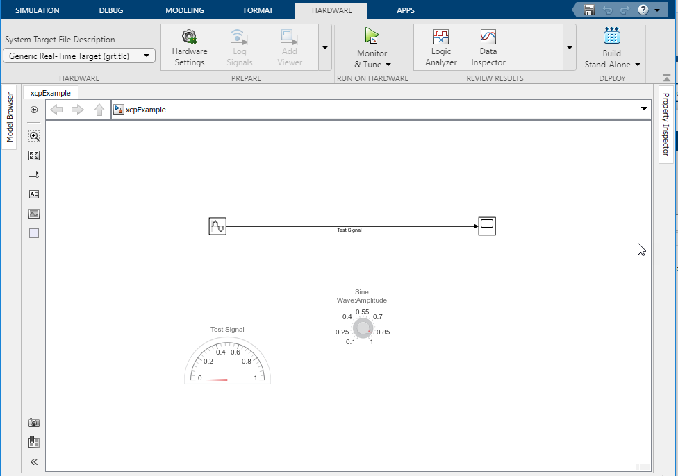 Run on Custom Hardware - Run external mode simulations - MATLAB
