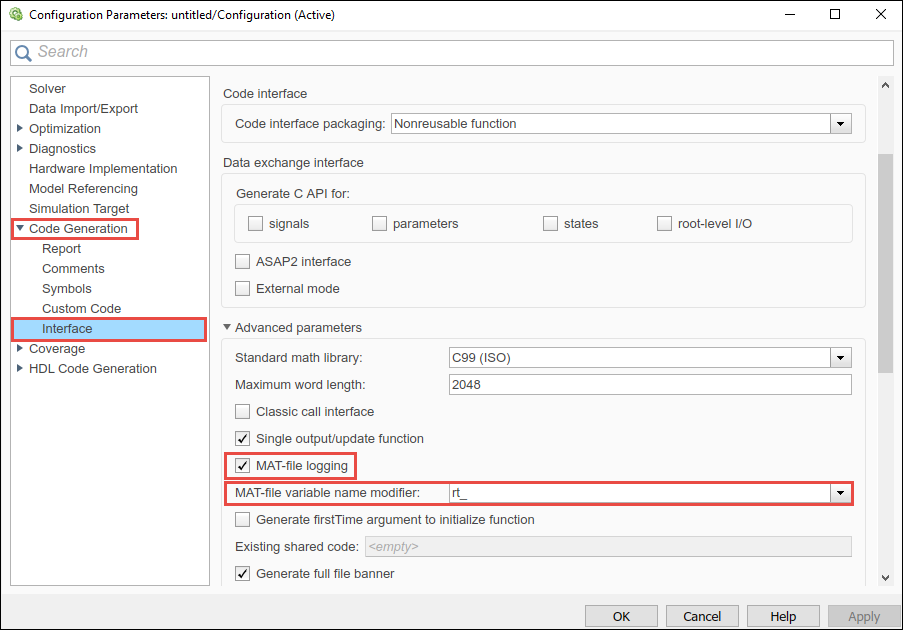 Enable MAT-File Logging - MATLAB & Simulink
