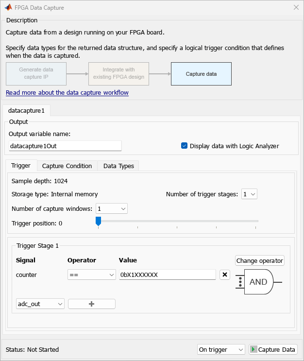 Capture Audio Signal from Intel FPGA Board Using FPGA Data Capture - MATLAB & Simulink Example