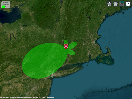 Visualize Antenna Field Strength Map on Earth - MATLAB & Simulink Example
