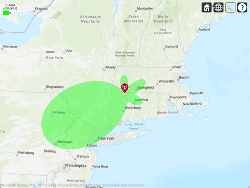 Visualize Antenna Field Strength Map on Earth - MATLAB & Simulink Example
