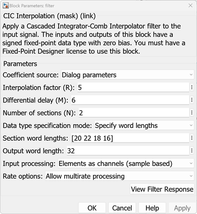 realizeModel - Create Simulink block equivalent of CIC rate conversion ...
