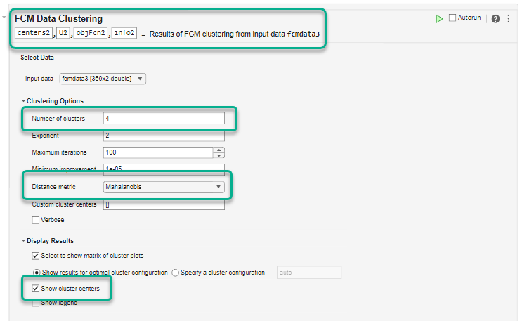 FCM Data Clustering - Cluster data using fuzzy c-means algorithm in the Live Editor - MATLAB