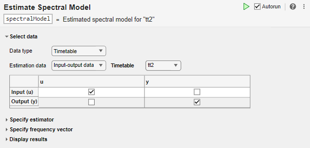 Estimate Spectral Model - Estimate spectral model using time-domain data in the Live Editor - MATLAB