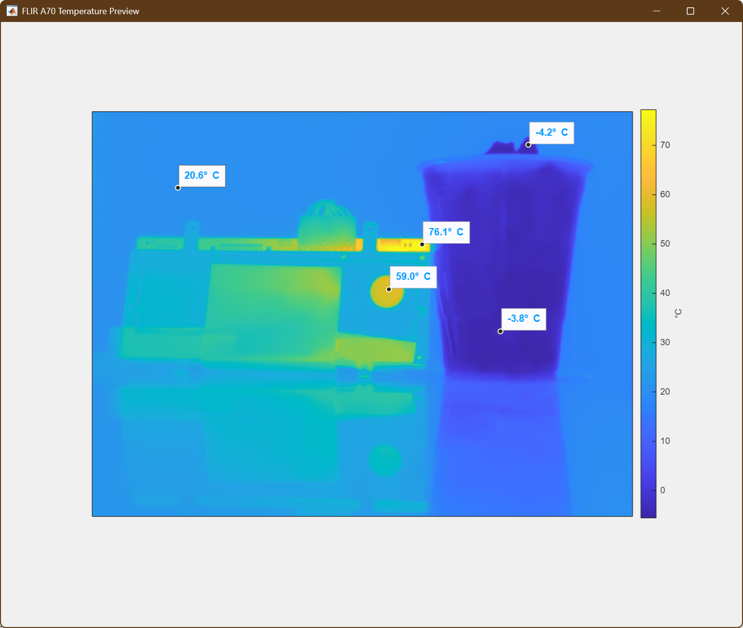Acquire and Analyze Images from FLIR A70 Thermal Infrared Camera - MATLAB & Simulink