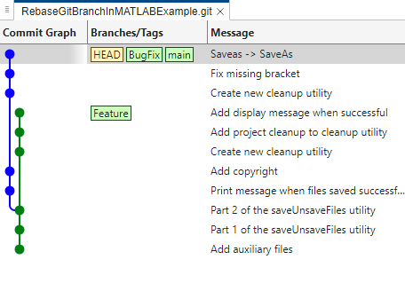 Rebase Git Branch in MATLAB - MATLAB & Simulink