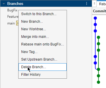 Rebase Git Branch in MATLAB - MATLAB & Simulink