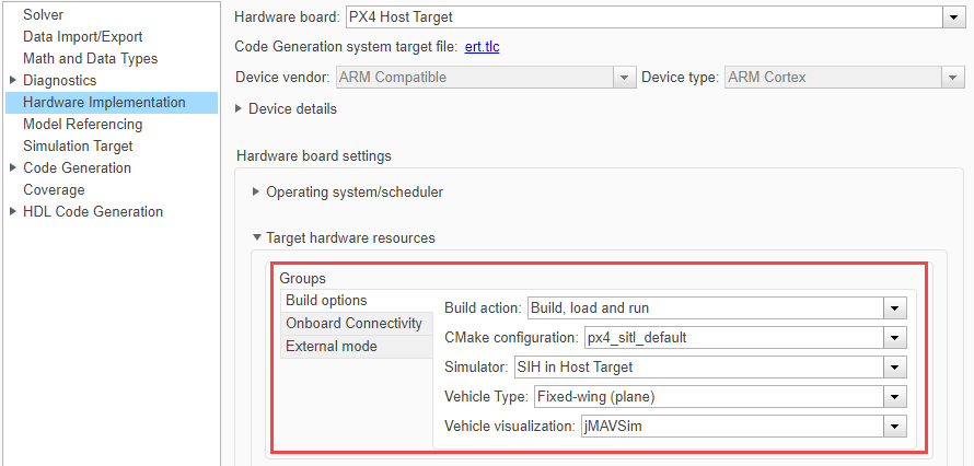 Simulate Manual Control for Fixed-Wing with PX4 Host Target - MATLAB & Simulink