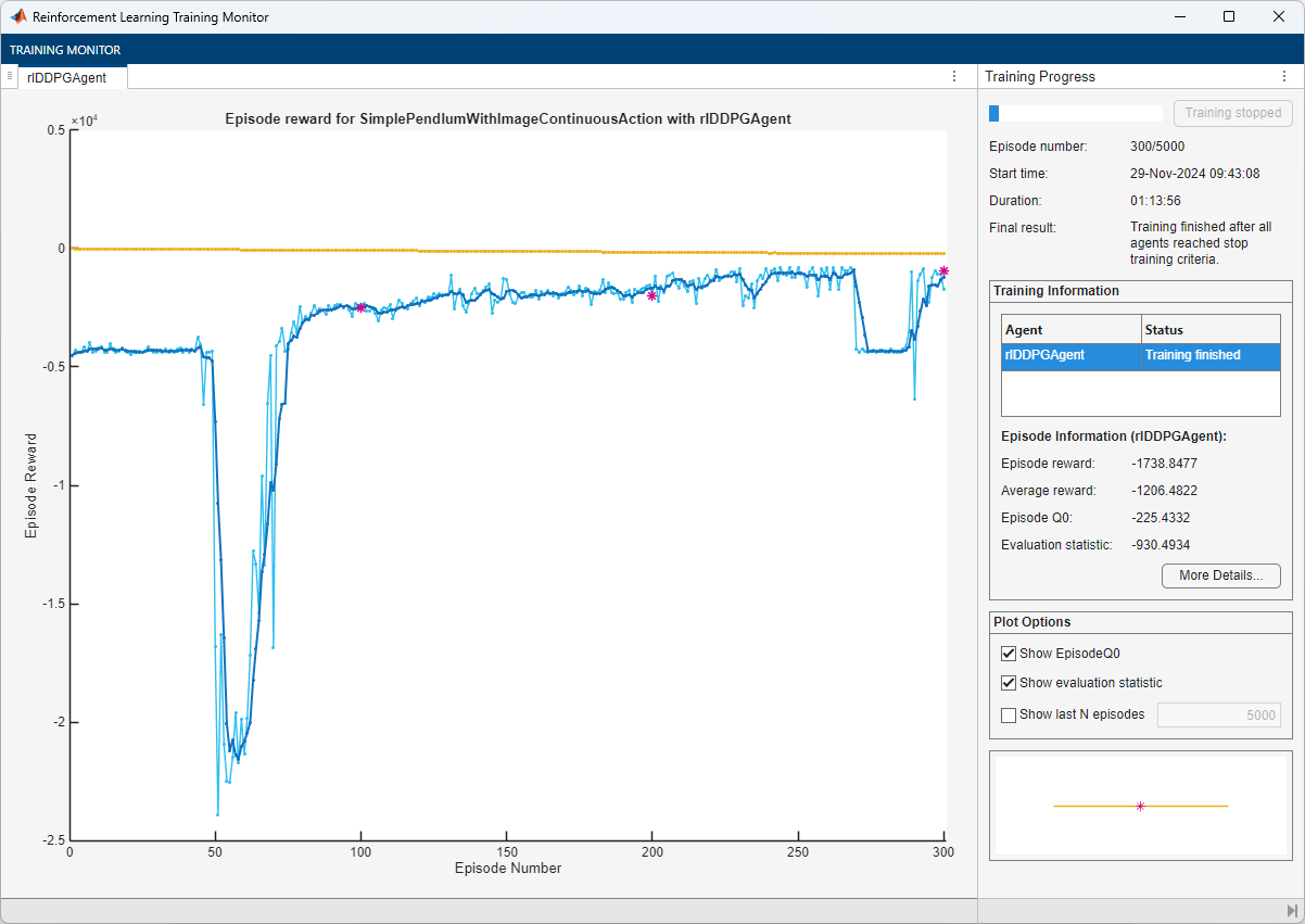 Compare Agents On Continuous Pendulum Swing Up With Image Environment Matlab And Simulink