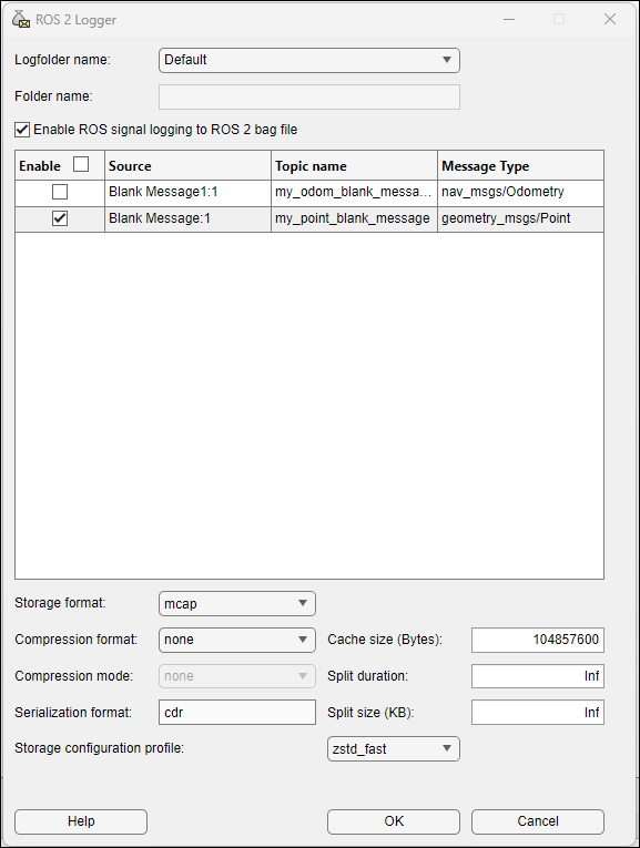 Log ROS 2 Messages from Simulink to ROS 2 Bag File - MATLAB & Simulink