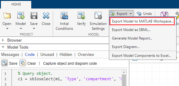 View And Run Generated Code By Simbiology Model Builder Matlab And Simulink