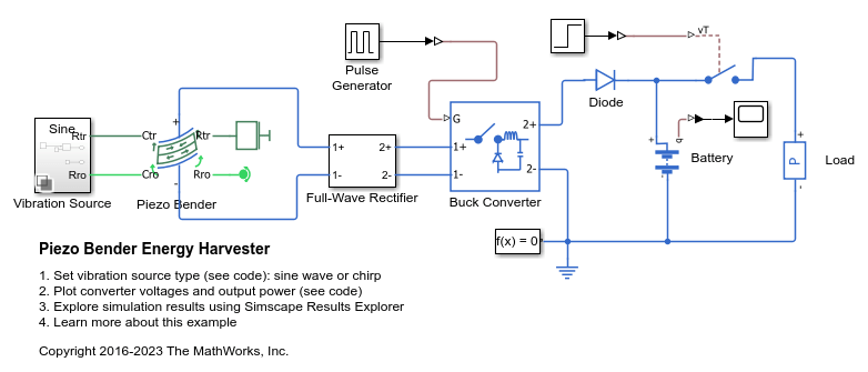 Piezo Bender Energy Harvester - MATLAB & Simulink