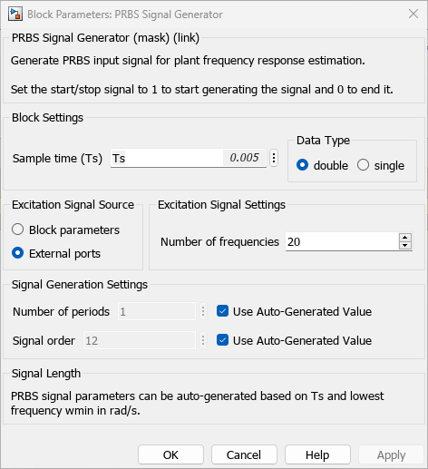 Use Start-Stop Generator and PRBS Signal Generator Blocks for Estimation at Multiple Operating ...