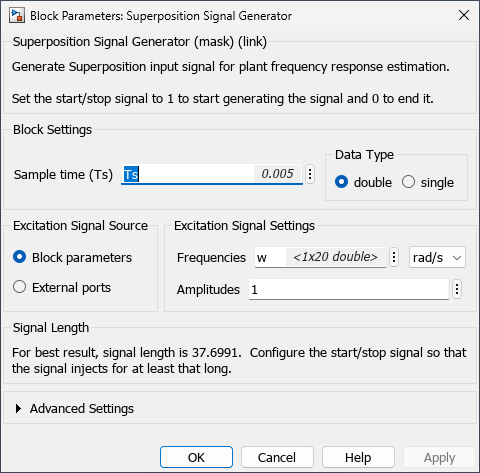 Use Superposition Signal Generator Block for Offline Frequency Response Estimation - MATLAB ...
