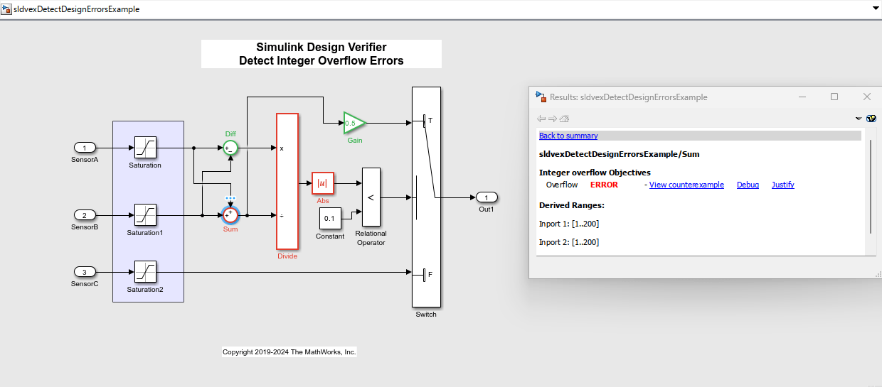 Review Design Error Detection Analysis Results - MATLAB & Simulink