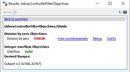 Exclude and Justify Objectives for Design Error Detection - MATLAB & Simulink