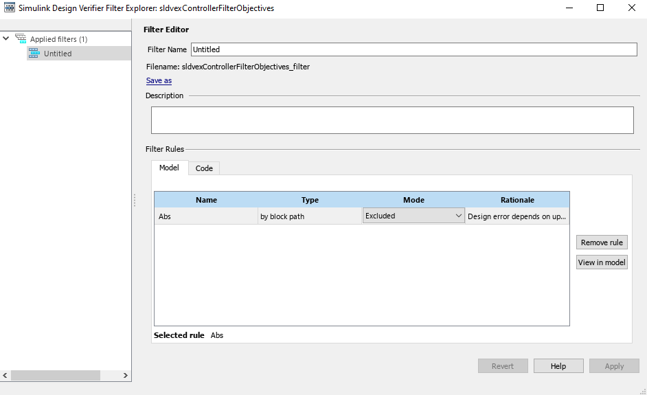Exclude and Justify Objectives for Design Error Detection - MATLAB & Simulink