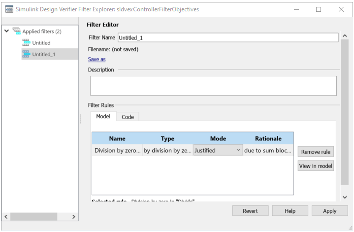 Exclude and Justify Objectives for Design Error Detection - MATLAB & Simulink