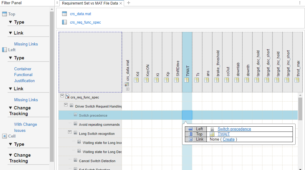 Link Mat File Variables To Requirements Using Traceability Matrix Matlab And Simulink