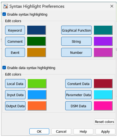 Stateflow.resetSyntaxHighlightingColors - Reset Stateflow syntax highlighting to default colors ...