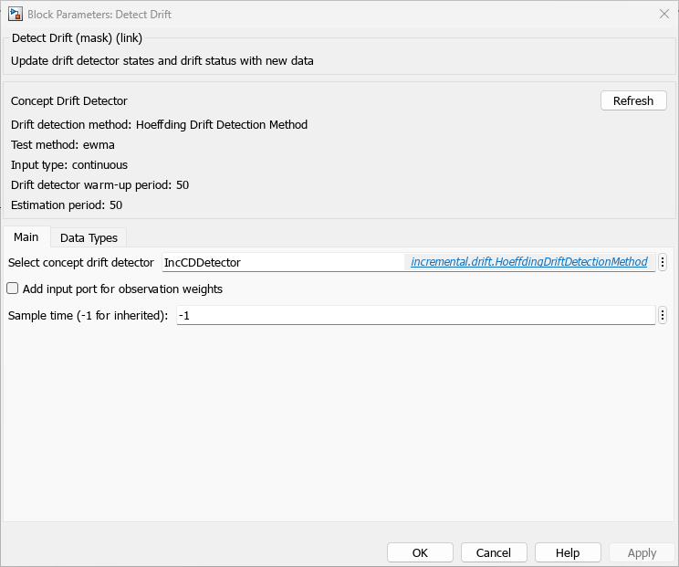 Monitor Drift Using Detect Drift Block Matlab And Simulink