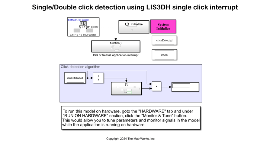 Single Click And Double Click Detection Using Lis3dh Single Click Interrupt Matlab And Simulink