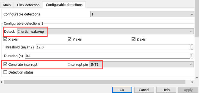 Impact Detection Using LIS3DH Inertial Wakeup Interrupt - MATLAB & Simulink Example