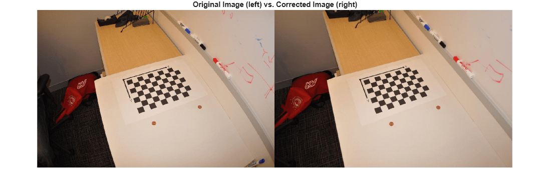 undistortImage - Correct image for lens distortion - MATLAB