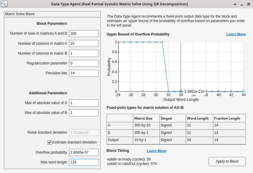 Data Type Agent - Recommends fixed-point data types for Fixed-Point Designer blocks - MATLAB