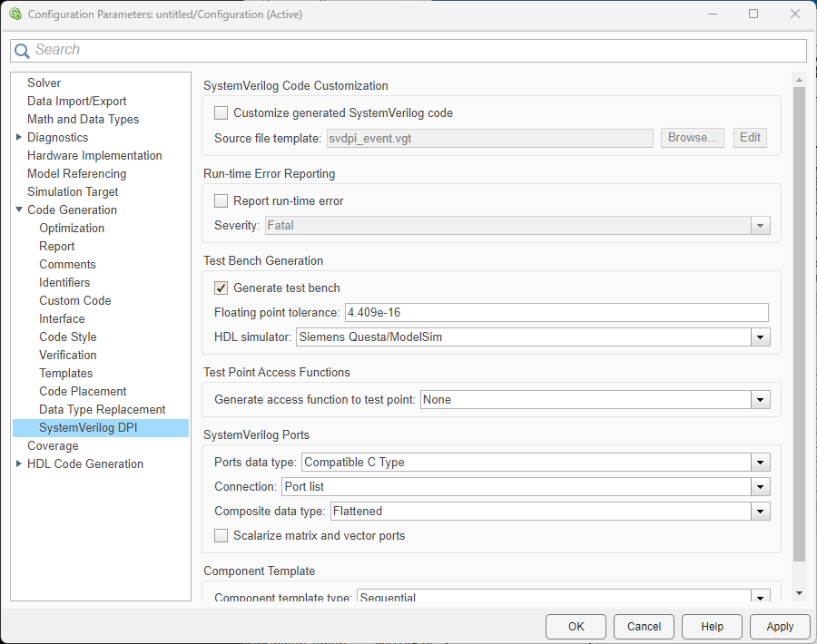 SystemVerilog DPI Pane - MATLAB & Simulink