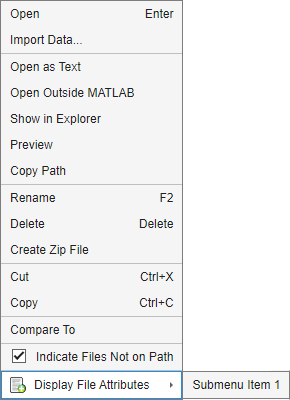 Add Items to Files Panel Context Menu - MATLAB & Simulink