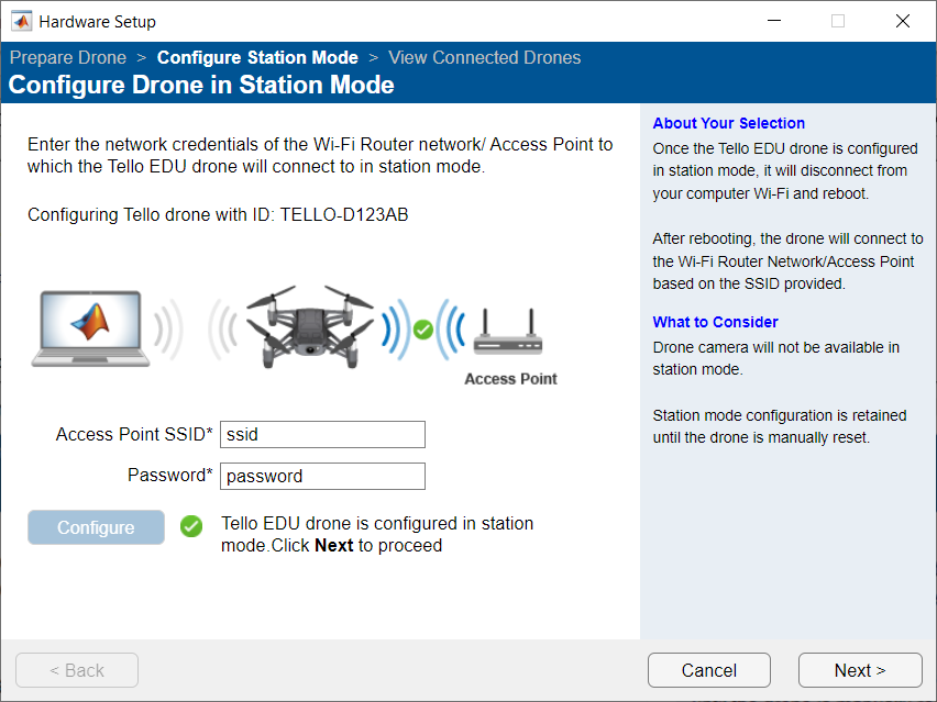 Configure Multiple Ryze Tello drones - MATLAB & Simulink