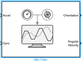 IMU Filter - Estimate orientation using IMU Filter - Simulink