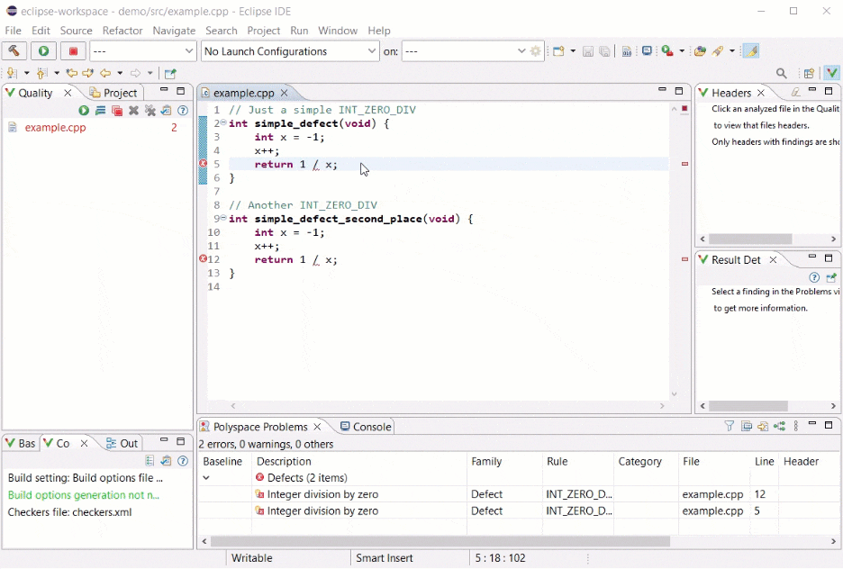 Run and Review Results in Polyspace as You Code for Eclipse - MATLAB & Simulink