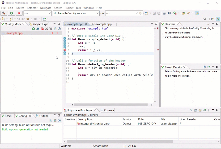 Run and Review Results in Polyspace as You Code for Eclipse - MATLAB & Simulink