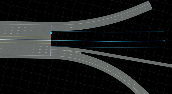 Create onramps, offramps, and road splits - MATLAB