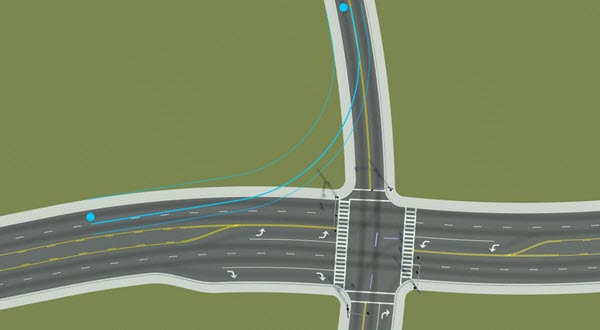 Create onramps, offramps, and road splits - MATLAB