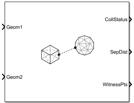 Check Collision - Check if two convex collision geometries are in collision - Simulink