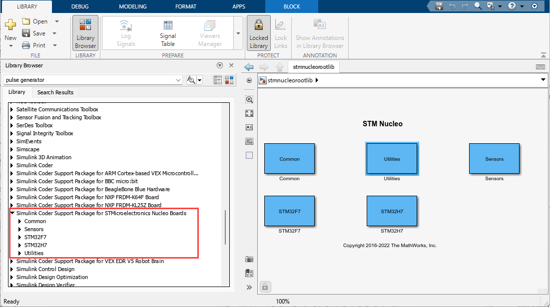 Open Block Library for the Simulink Coder Support Package for ...