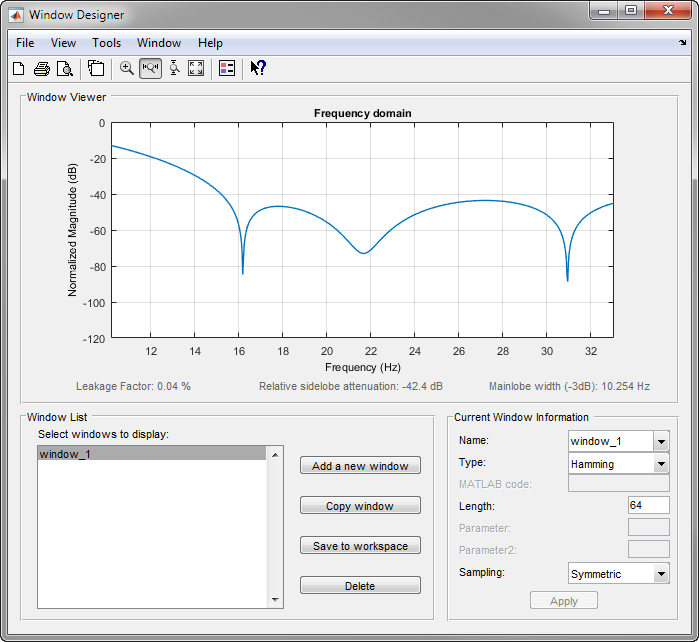 Window Designer - Design and analyze spectral windows - MATLAB