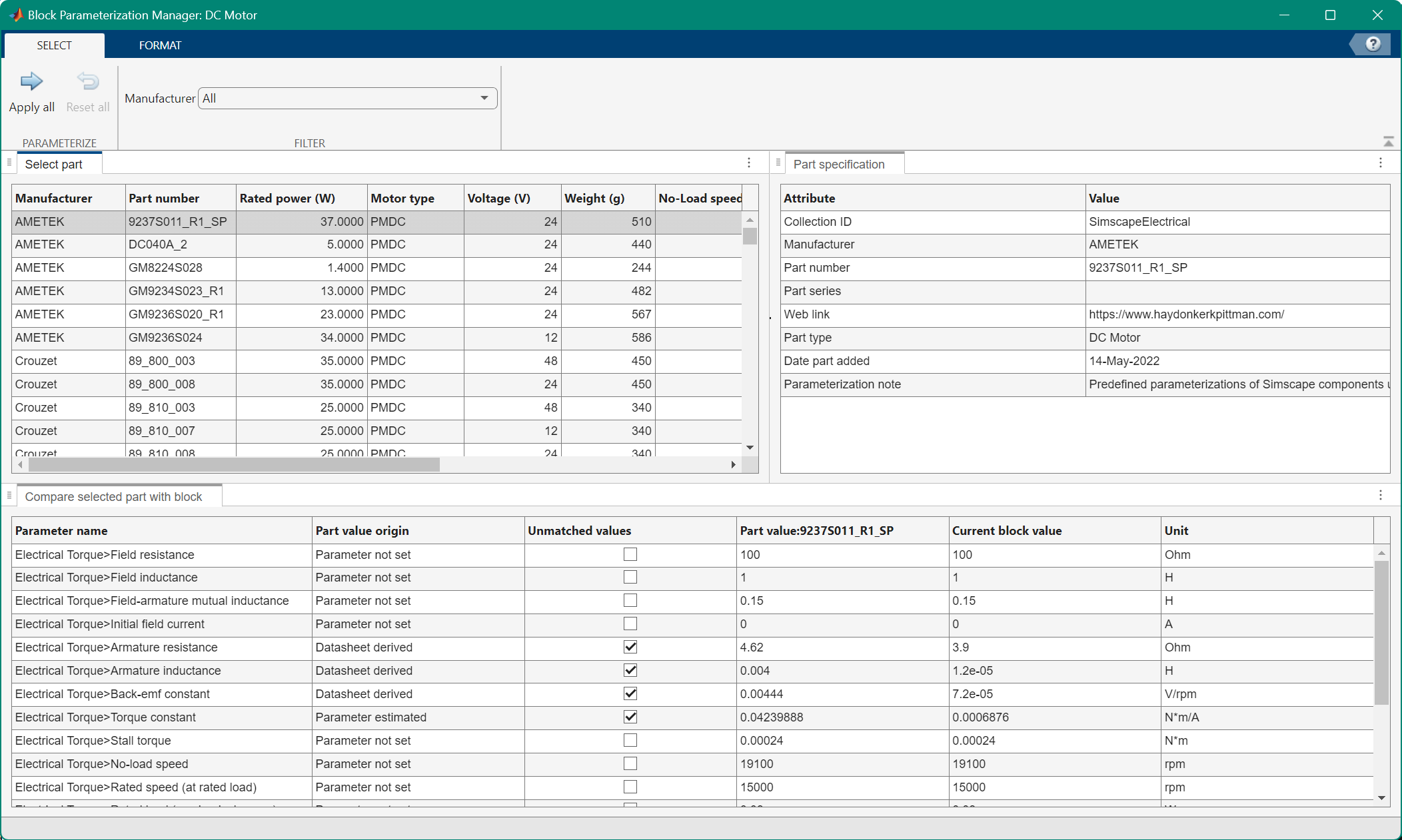 Block Parameterization Manager Apply Part Parameterization To Block Matlab 6585