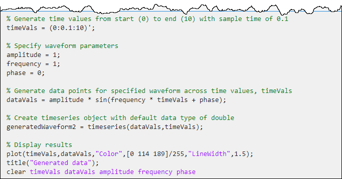 Generate Waveform - Generate waveform in Live Editor - MATLAB