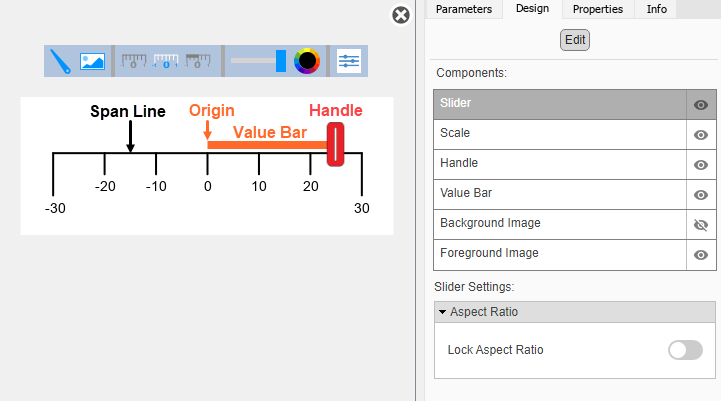 Horizontal Slider - Change parameter or variable value using horizontal slider with customizable ...