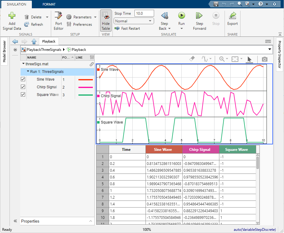 Playback Load Data From Workspace File Or Simulation Data Inspector