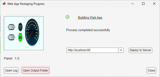 Deploy Dashboard Panel as App - MATLAB & Simulink