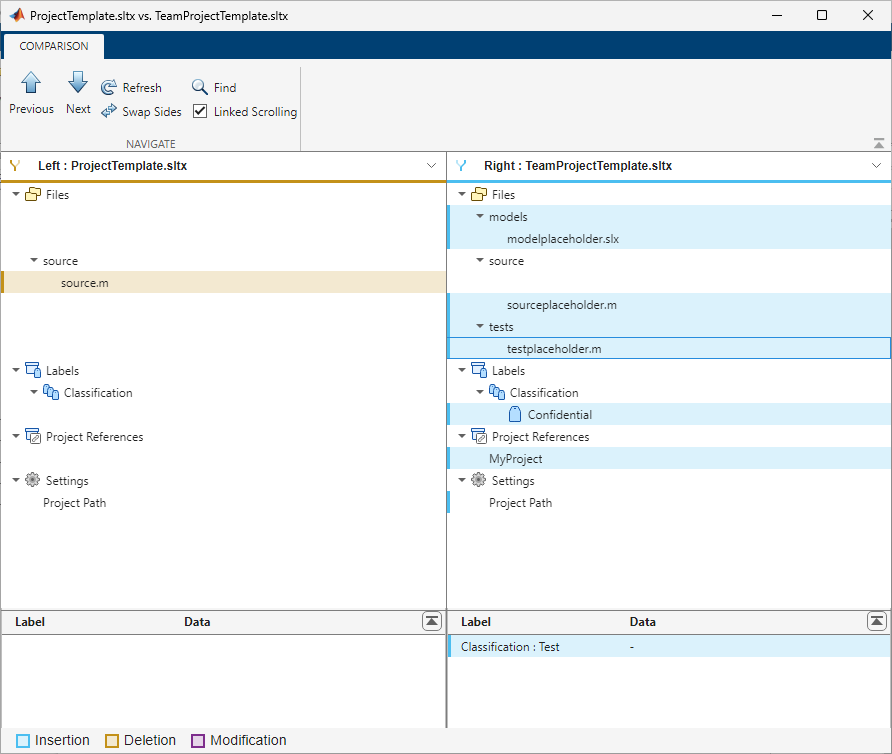 Compare Model or Project Templates - MATLAB & Simulink