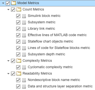 Collect Model Metrics Using the Model Advisor - MATLAB & Simulink